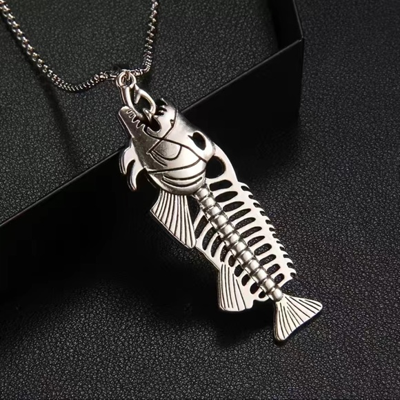 Accessories | Nwt Silver Stainless Steel 3dimension Fish Bone Skeleton ...